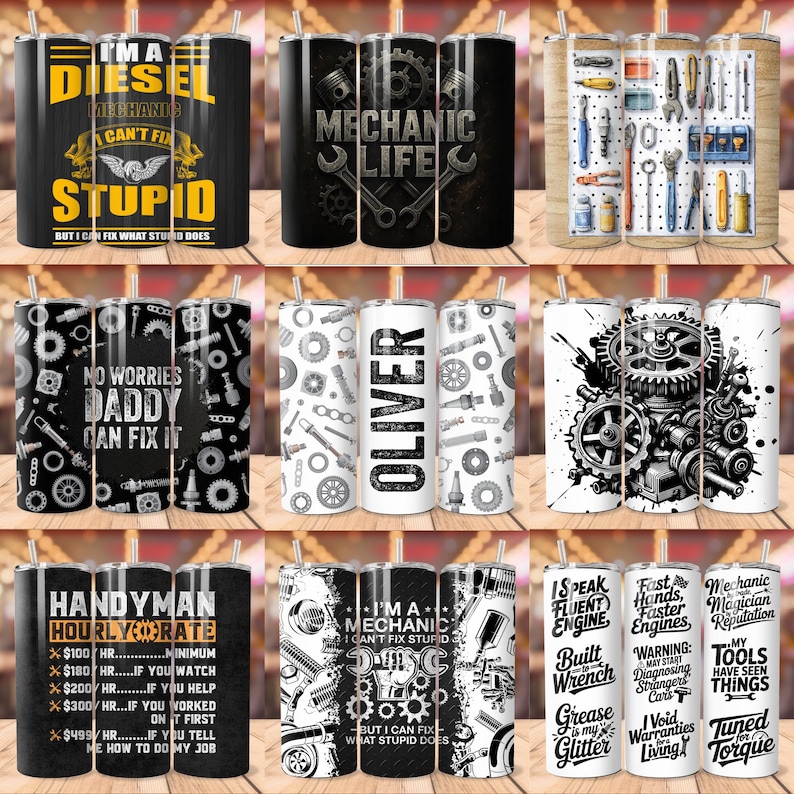 Mechanic Tumbler Wrap, Sublimation Designs, Tool Box , Dad Tumbler ...