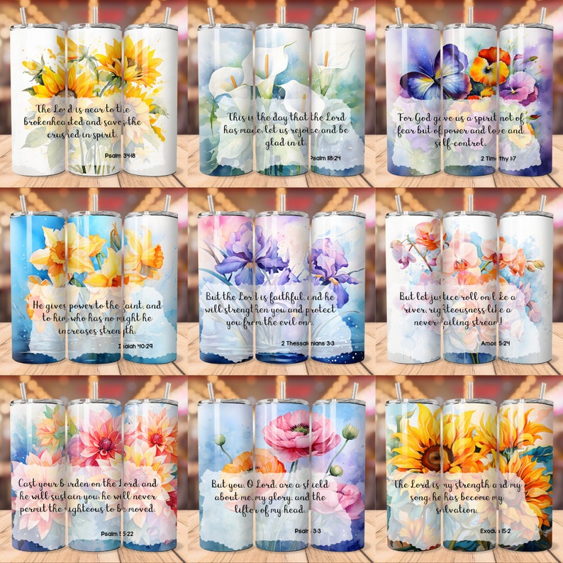 60 Bible Verses 20oz Tumbler Sublimation Design Bundle, Christian ...