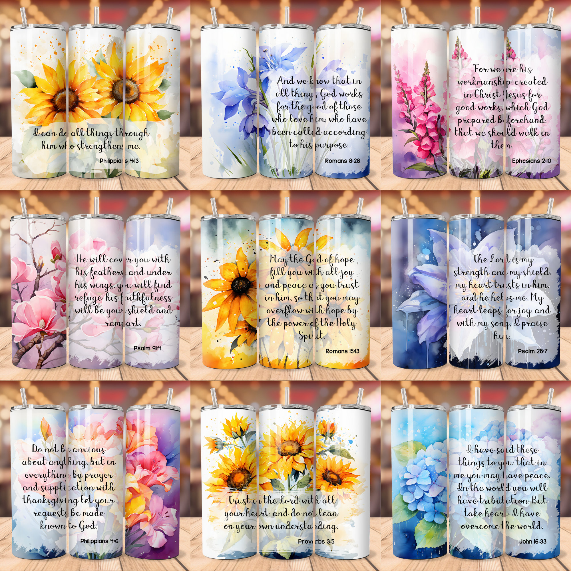 60 Bible Verses 20oz Tumbler Sublimation Design Bundle, Christian ...