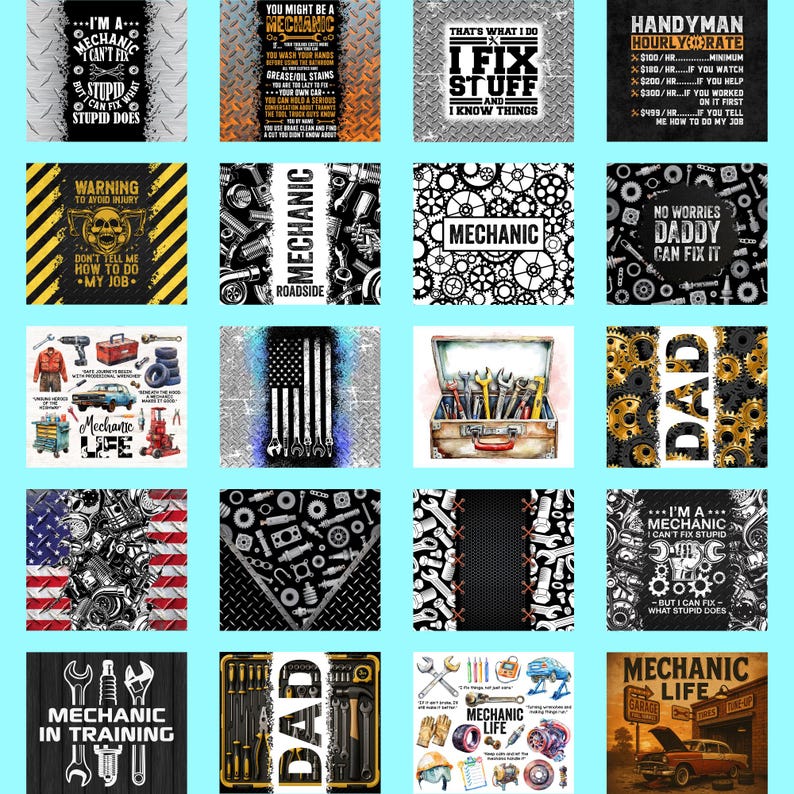 Mechanic Tumbler Wrap, Sublimation Designs, Tool Box , Dad Tumbler ...