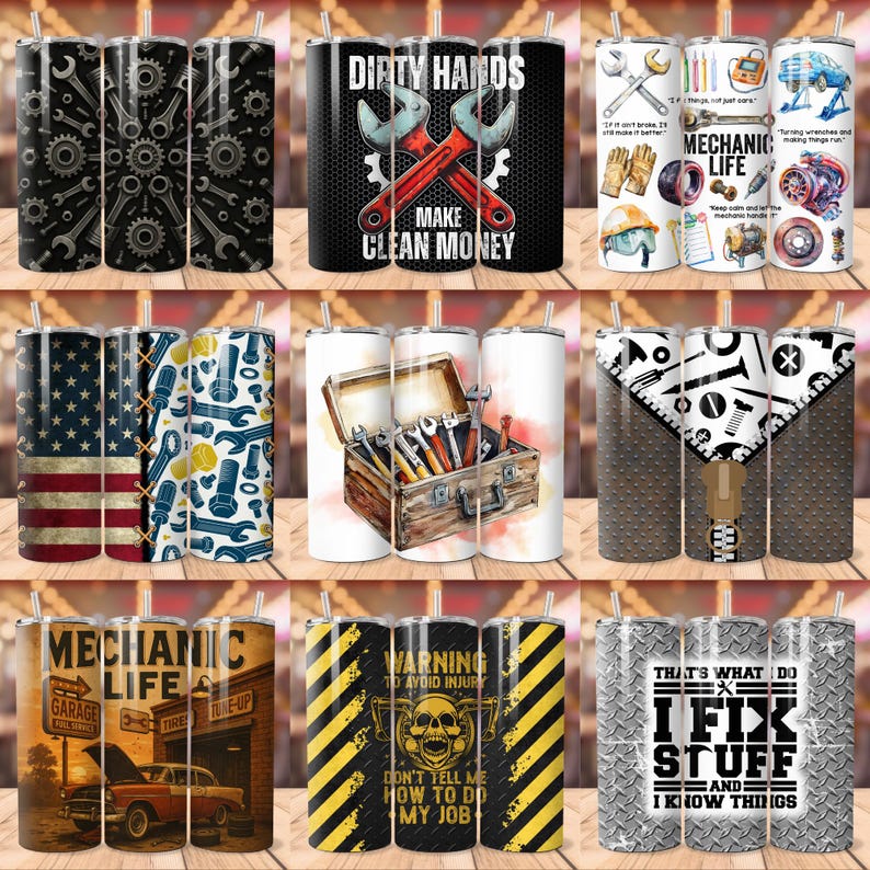 Mechanic Tumbler Wrap, Sublimation Designs, Tool Box , Dad Tumbler ...