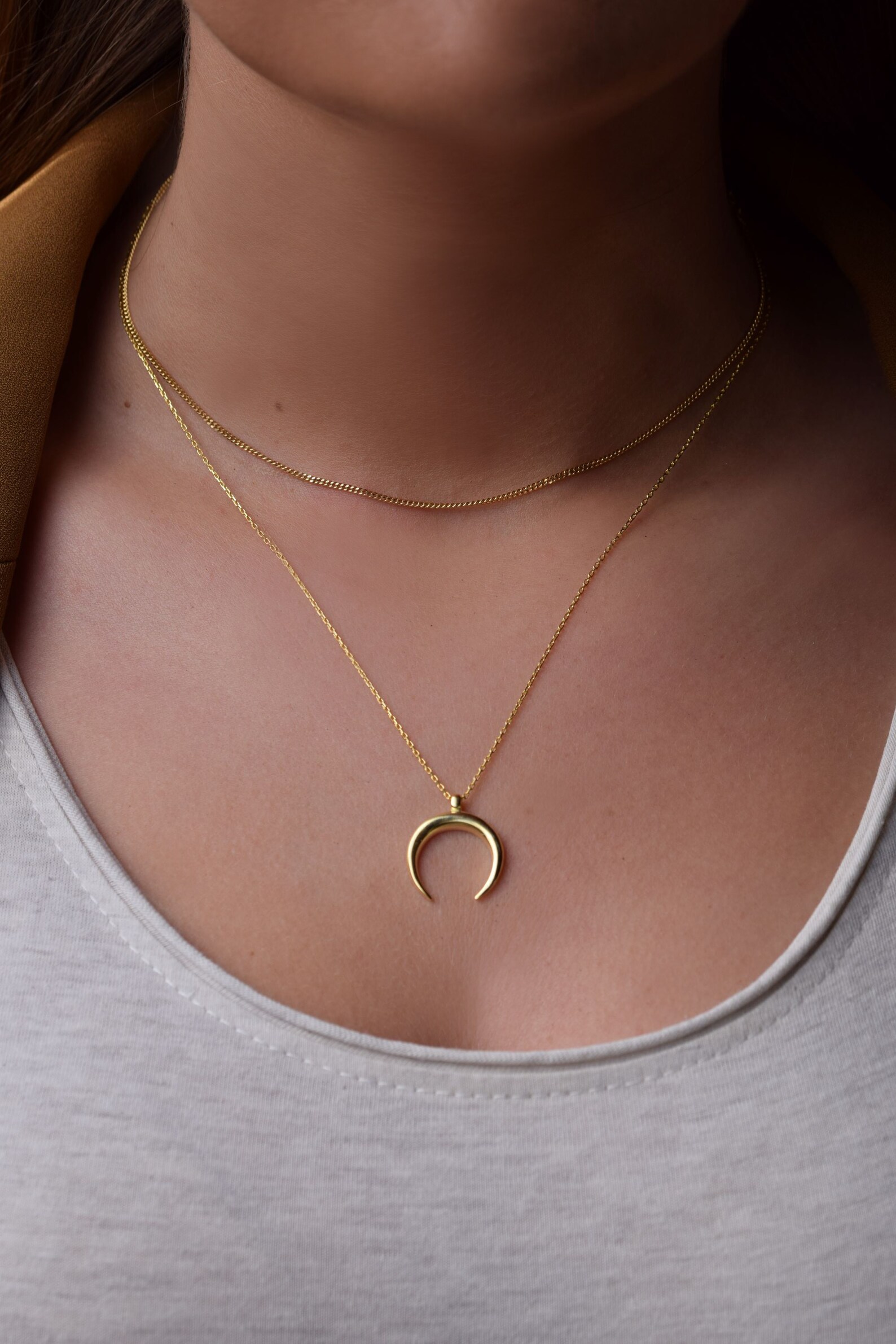 Moon Necklace Moon Gold Necklace Gold Necklace Dainty | Etsy