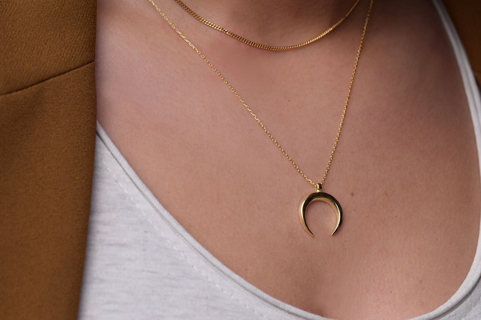 Moon Necklace Moon Gold Necklace Gold Necklace Dainty | Etsy