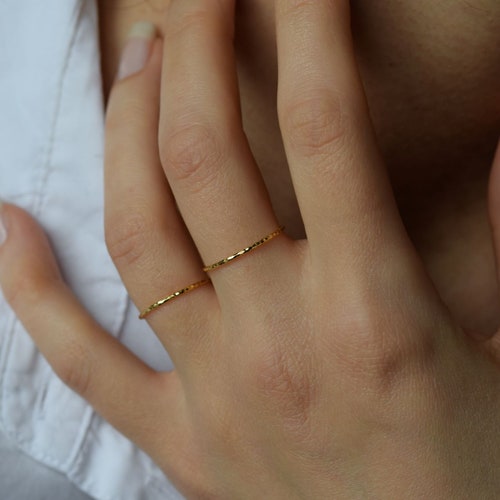 Tiny Gold Ring Thin Ring Minimalist Jewelry Stacking | Etsy