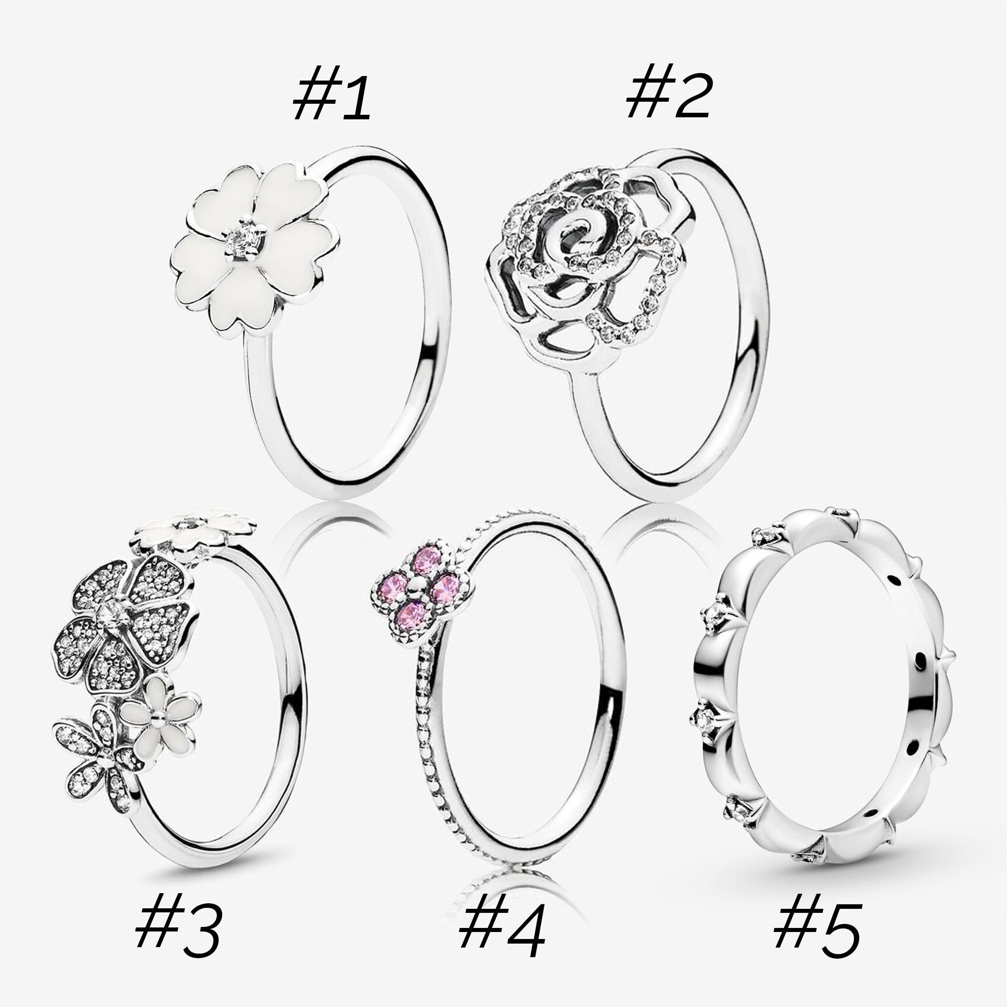 Flower Rings fit Pandora Style in 925 Sterling Silver Primrose | Etsy