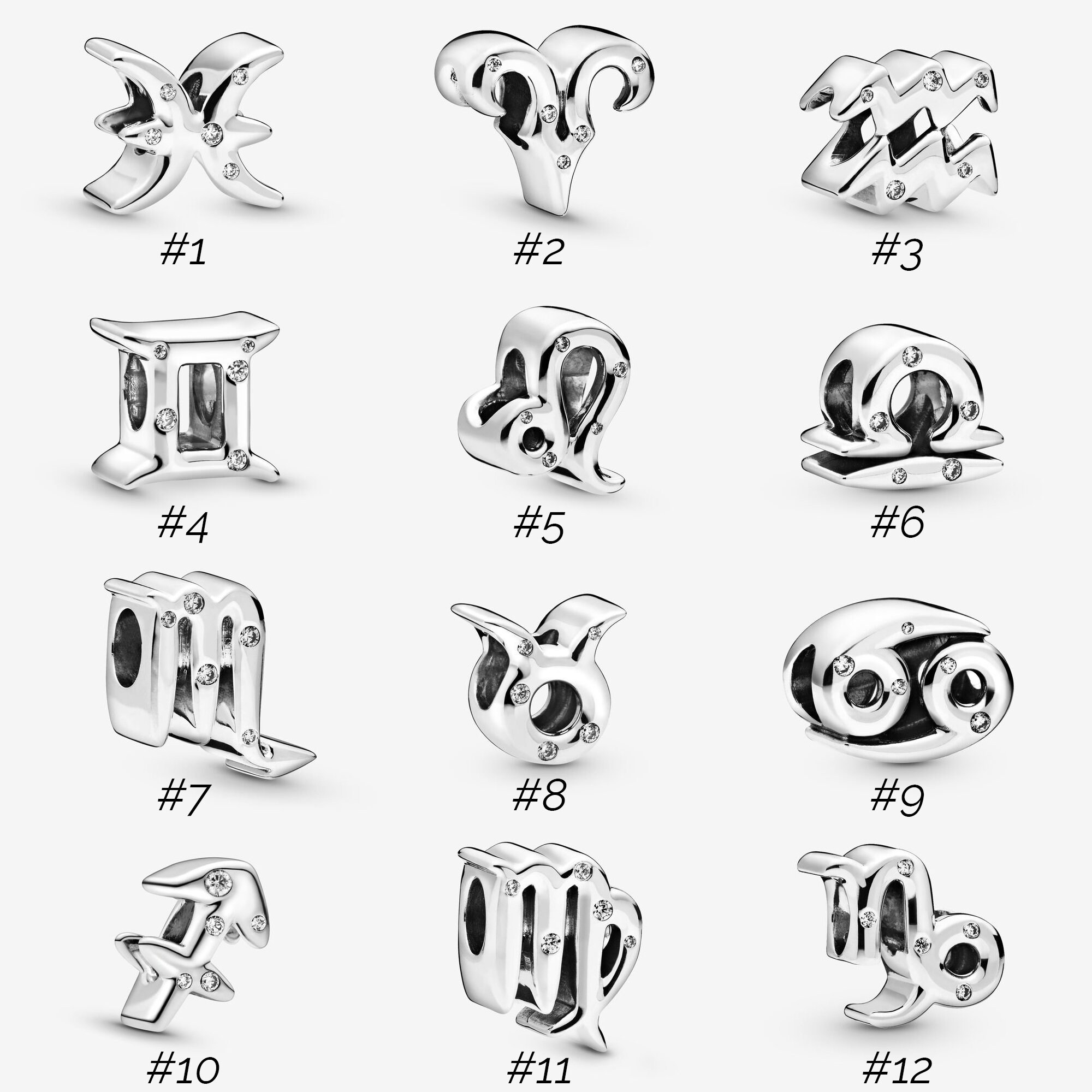 Sparkling Zodiac Charms fit Pandora Bracelet 925 Sterling | Etsy