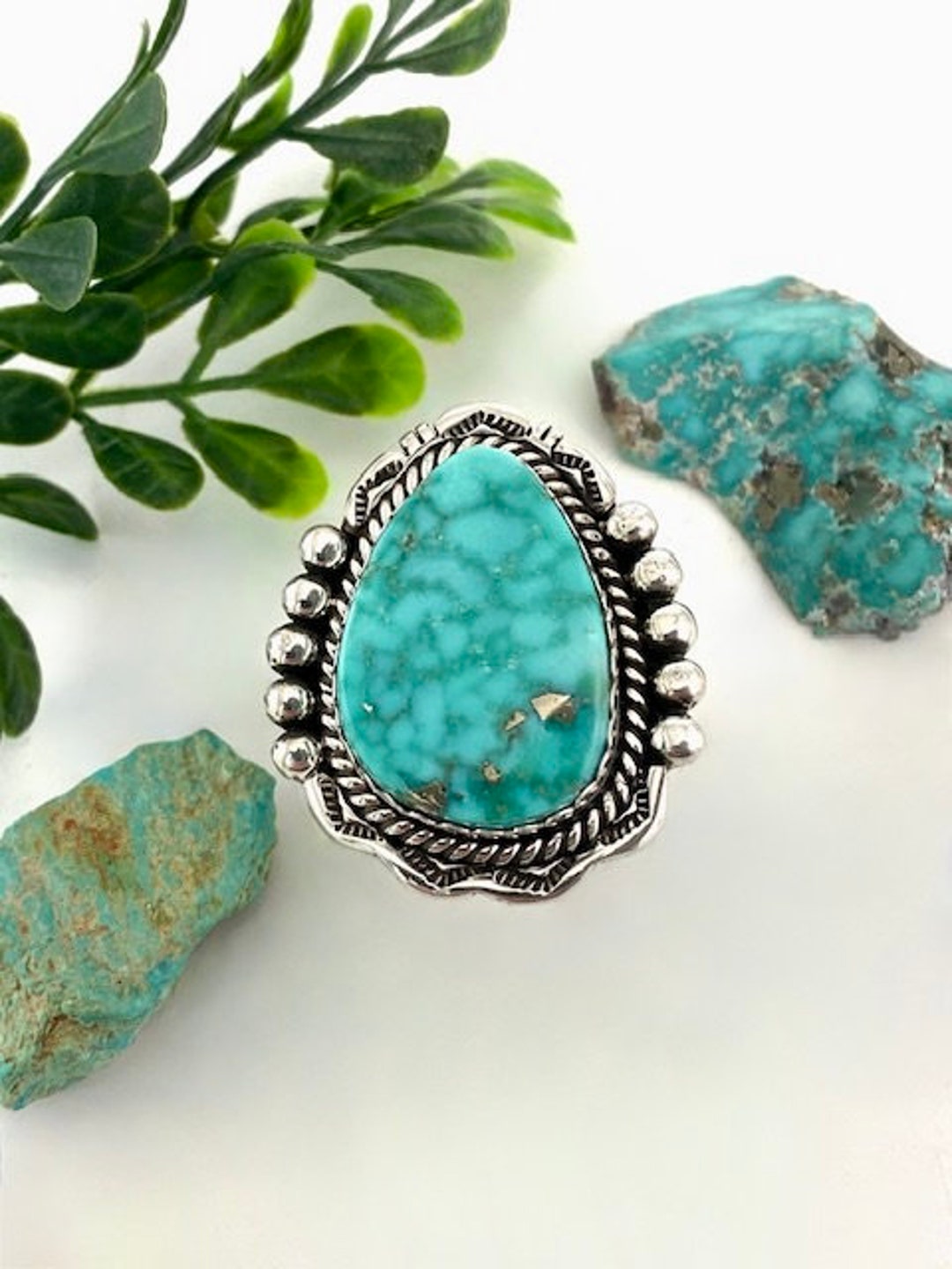 Copper Canyon Water Web Turquoise With Iron Pyrite Inclusions Stamped ...