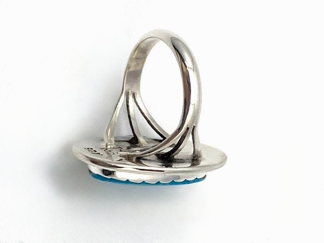 Oval Sonoran Turquoise Beaded Trim Ring Size 8 - Etsy