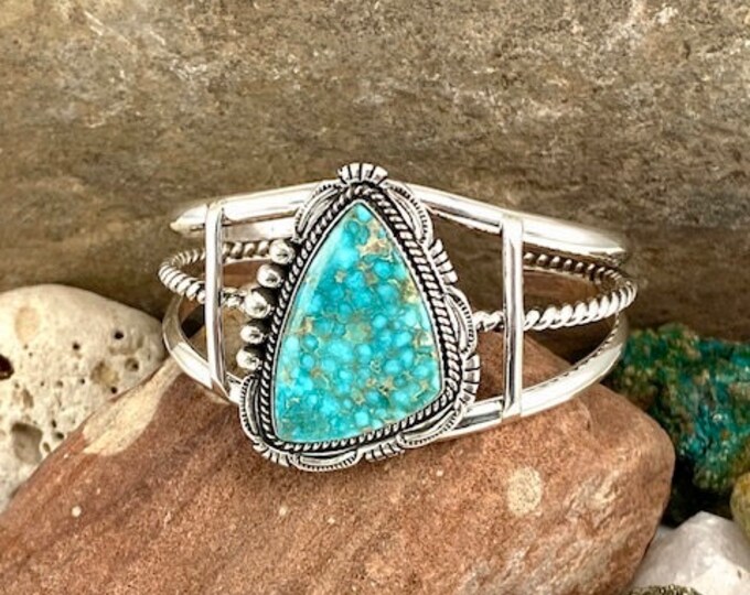 Copper Canyon Water Web Turquoise Stamped and Saw Cut Edge Cuff ...