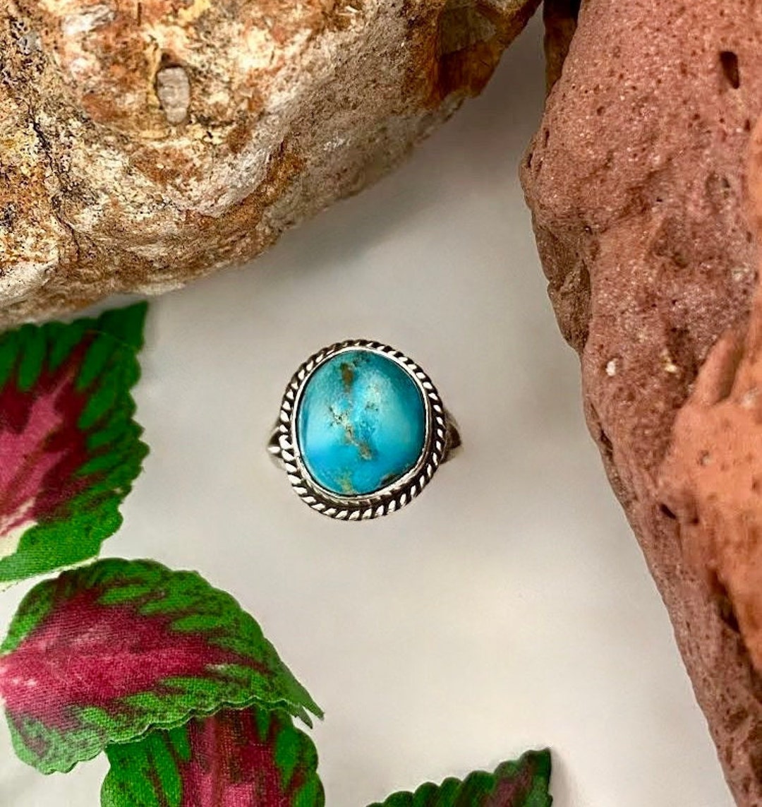 Turquoise Mountain Turquoise Simple Rope Trim Ring Size 4 - Etsy