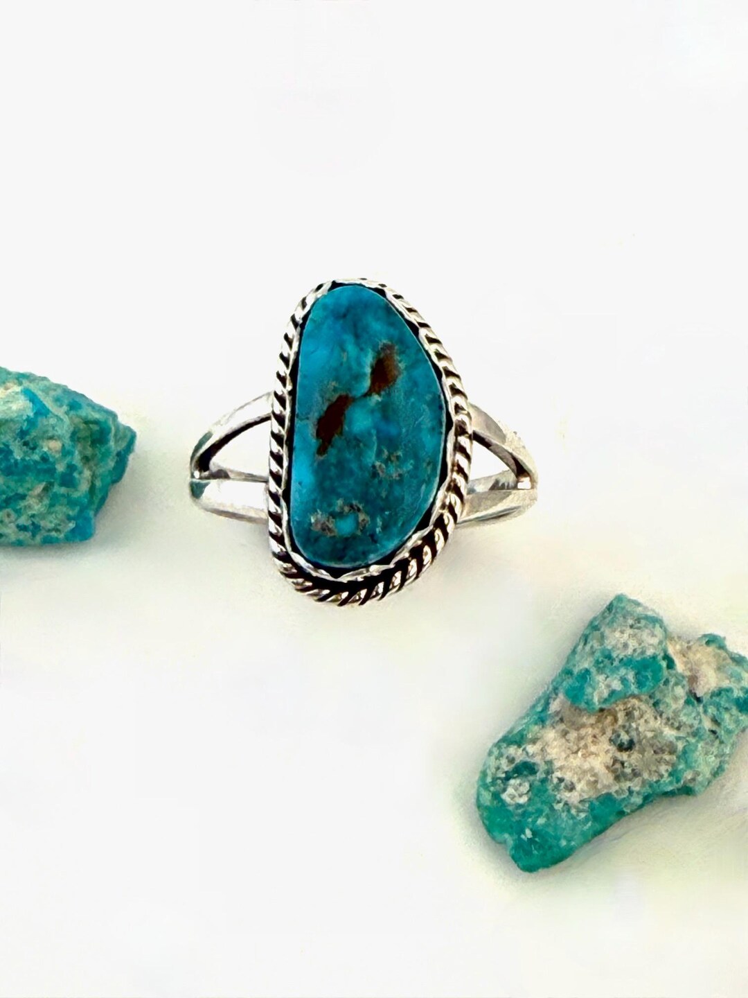 Turquoise Mountain Turquoise Simple Rope Trim Pinkie Ring Size 3 1/2 - Etsy