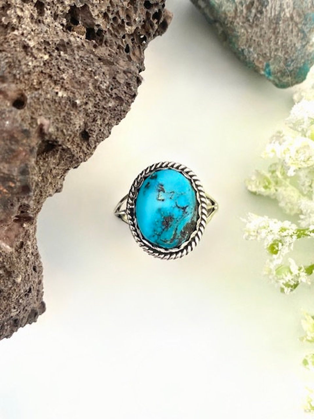 Fox Turquoise Simple Rope Trim Ring Size 10 1/2 - Etsy