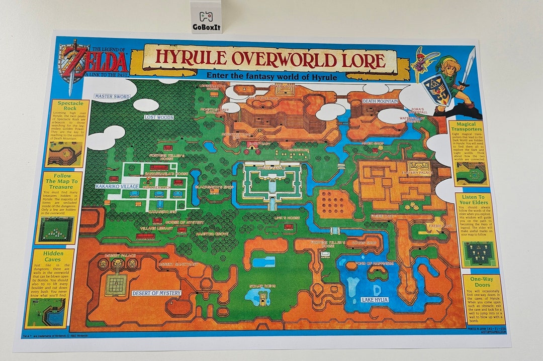 Zelda a Link to the Past Hyrule SNES Map Zelda Carte - Etsy