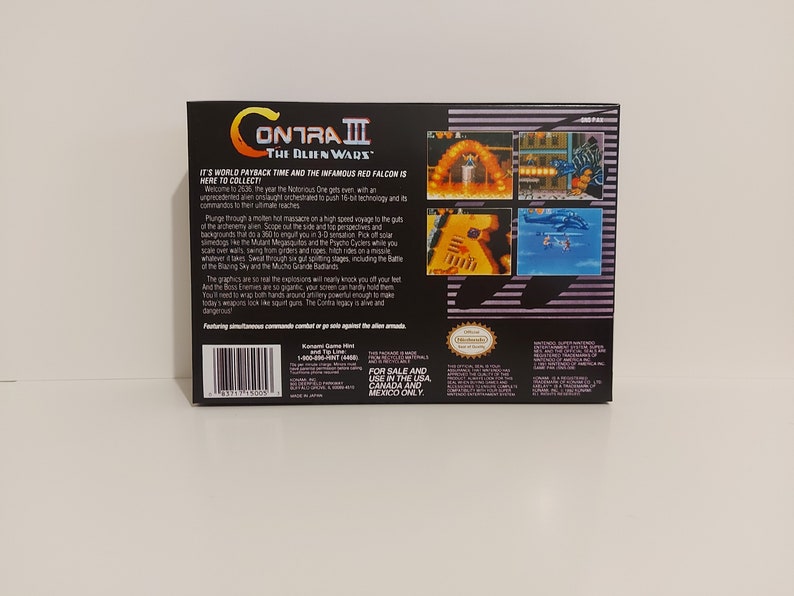 Contra 3 - the Alien Wars SNES Box Manual and Tray NO GAME Included - Etsy