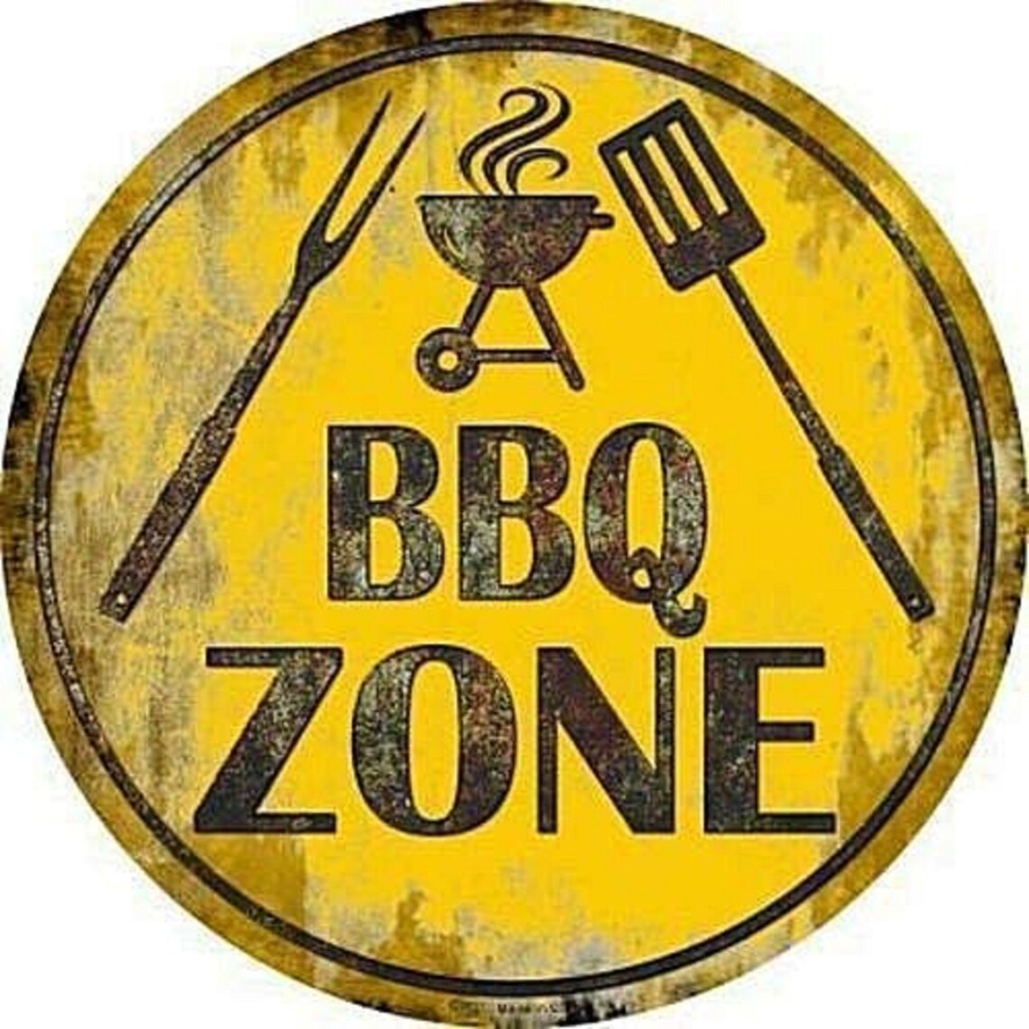 12'' x 12'' BBQ Barbecue Zone Round Sign Metal | Etsy