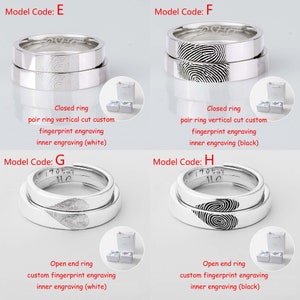 Set of 2 Personalized Fingerprint Ring, Sterling Silver Ring ...