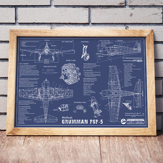 Airplane Blueprint F6f-5 Hellcat Blueprint Airplane | Etsy