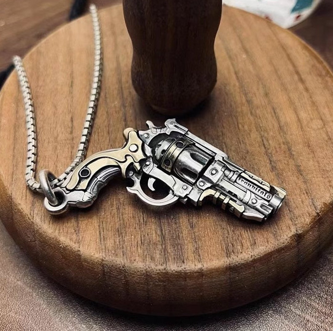Handmade Sterling Silver Revolver Pendant: Western Cowboy Necklace - Etsy