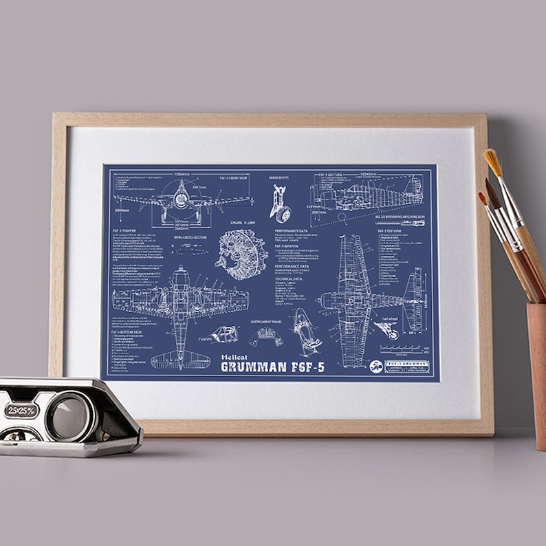 Airplane Blueprint F6f-5 Hellcat Blueprint Airplane | Etsy