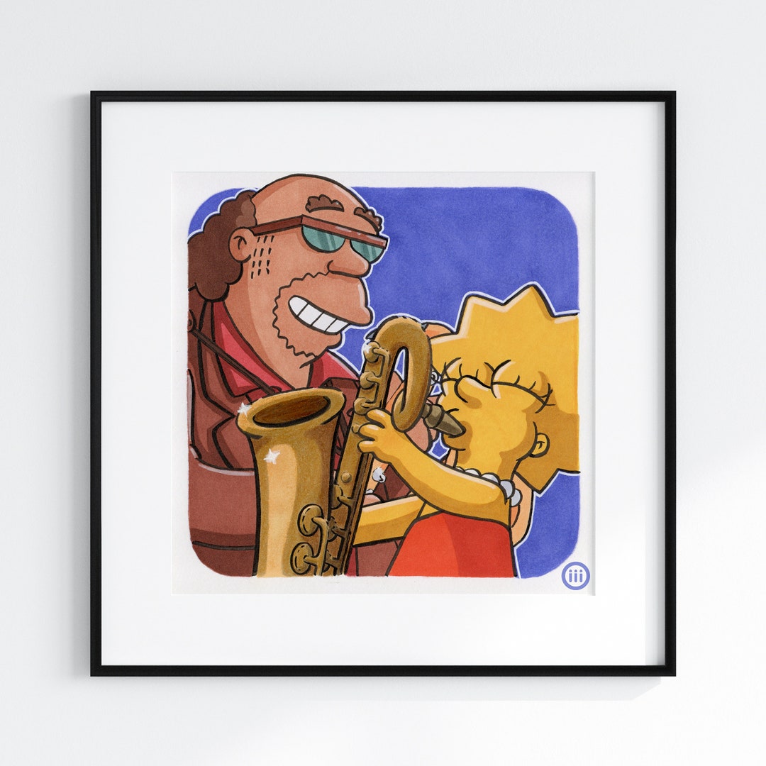 Lisa Simpson and Bleeding Gums Murphy the Simpsons Fan Art Print (6x6 ...