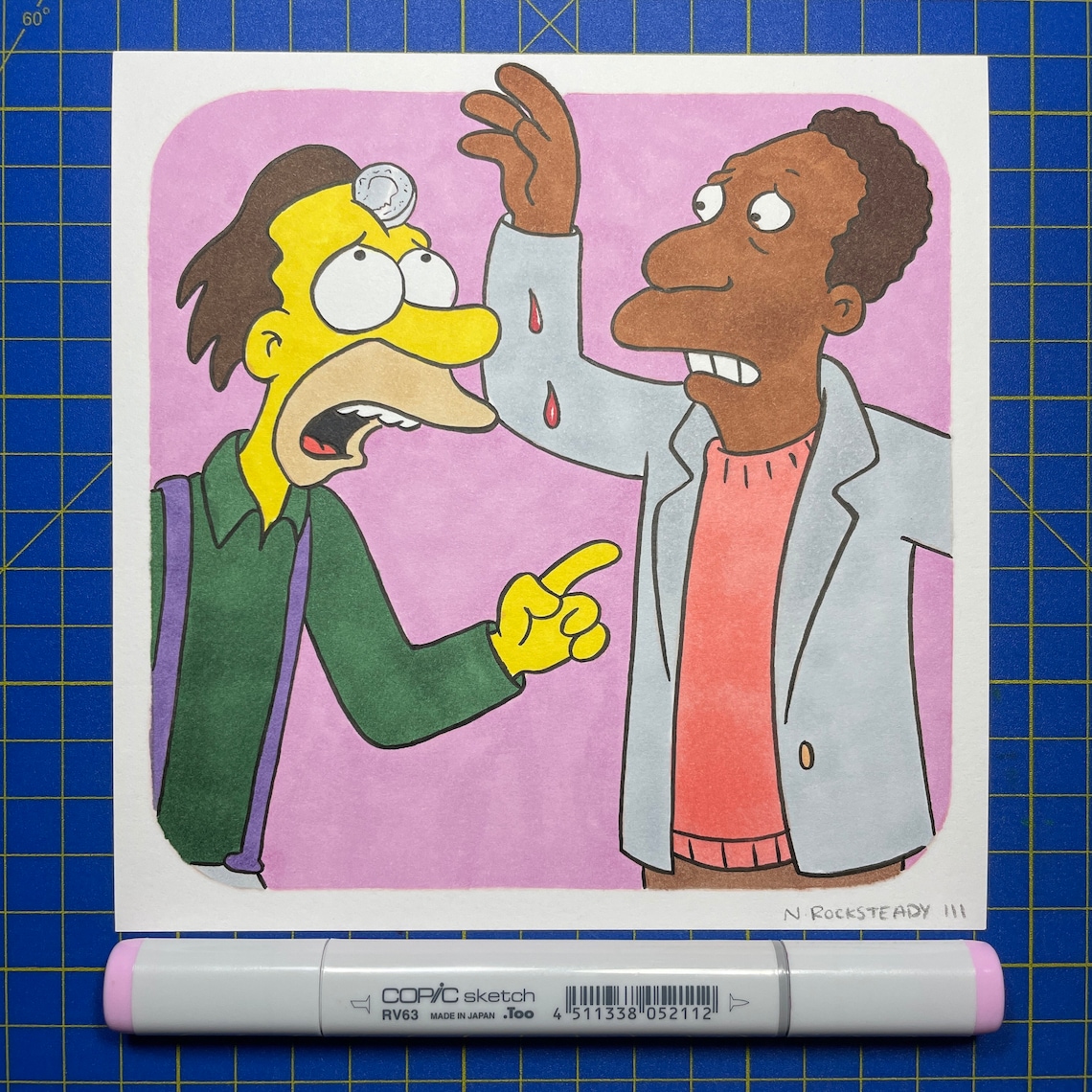 Lenny and Carl the Simpsons Fan Art - Copic Marker Pen and Ink (6x6) - Etsy