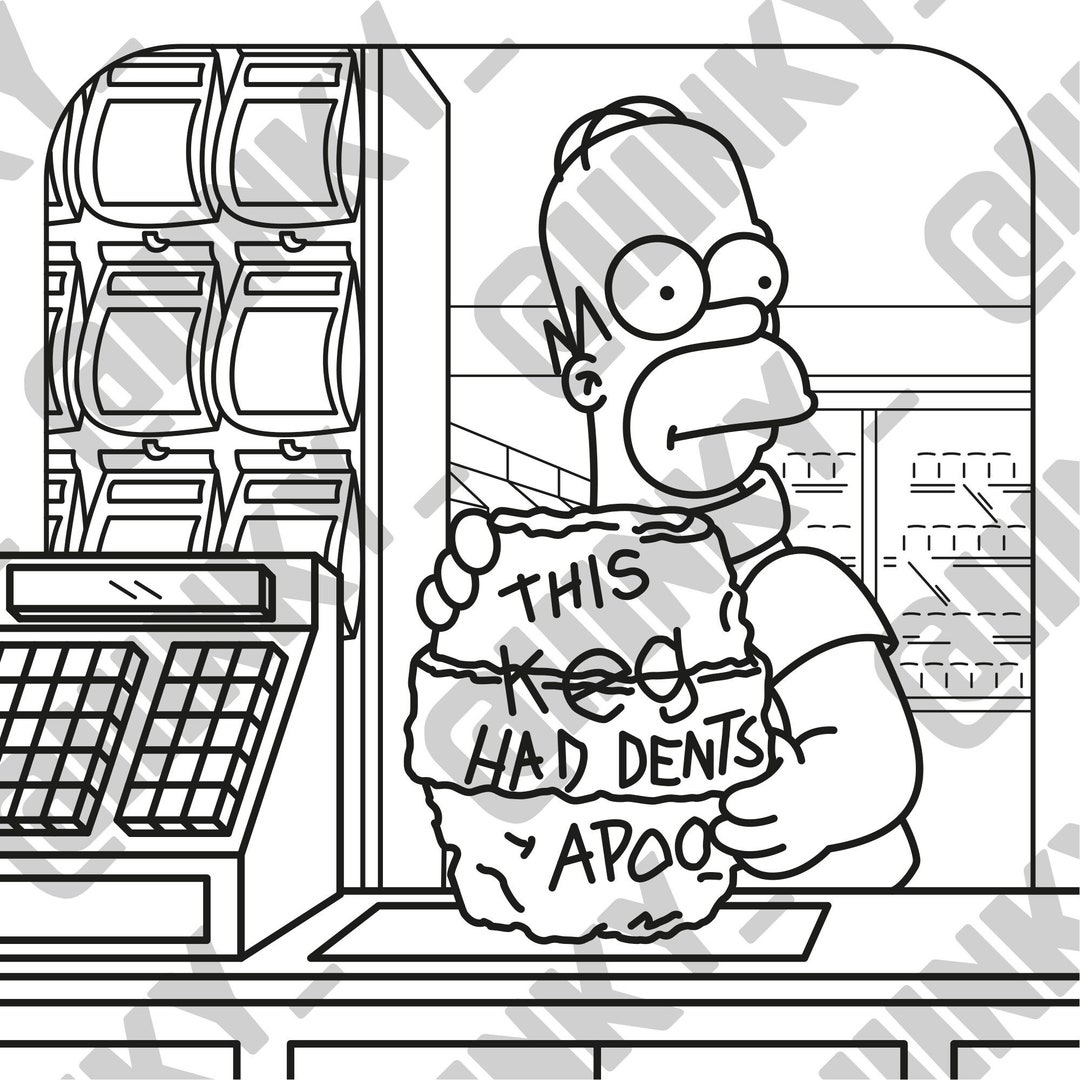 Homer Simpson Colouring Page This Keg Had Dents Apoo - Etsy Canada