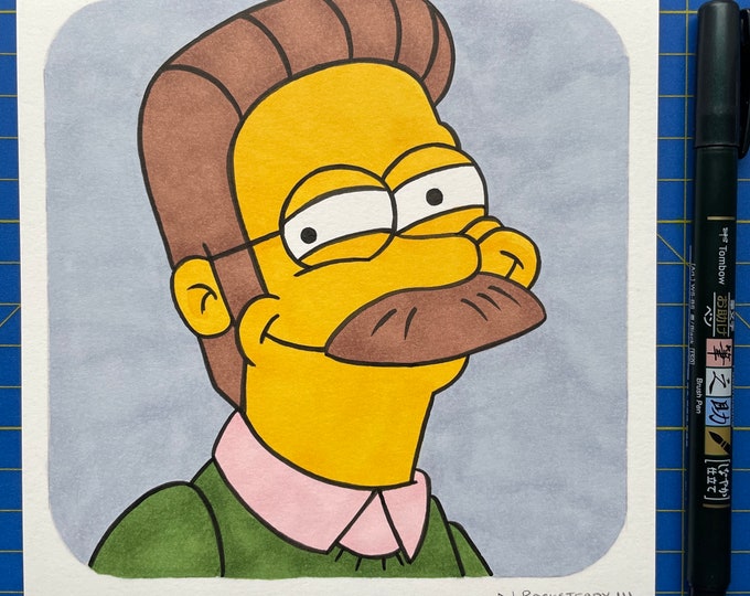 Ned Flanders - Simpsons Fan Art by @iiinky_ | Original Marker Drawing ...