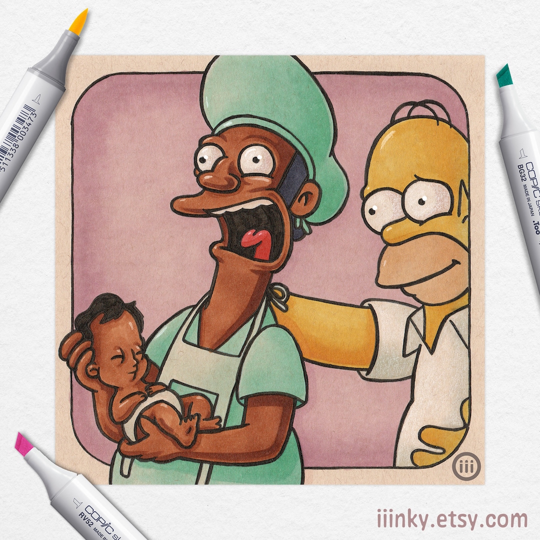 Apu Nahasapeemapetilon New Dad | the Simpsons Fan Art - Copic Marker ...