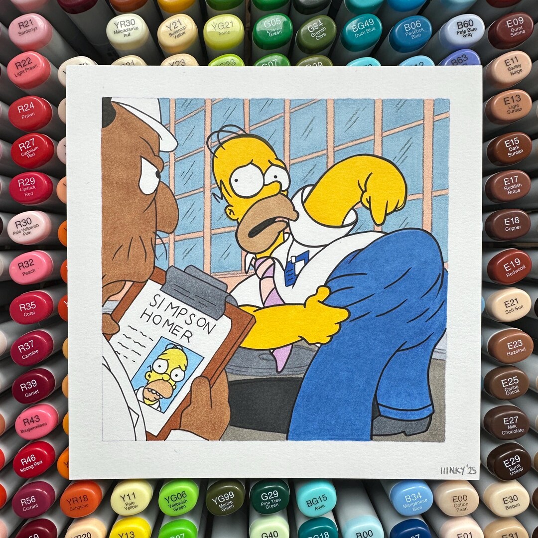 Homer Simpson the Bee Bit My Bottom the Simpsons Fan Art - Copic Marker ...