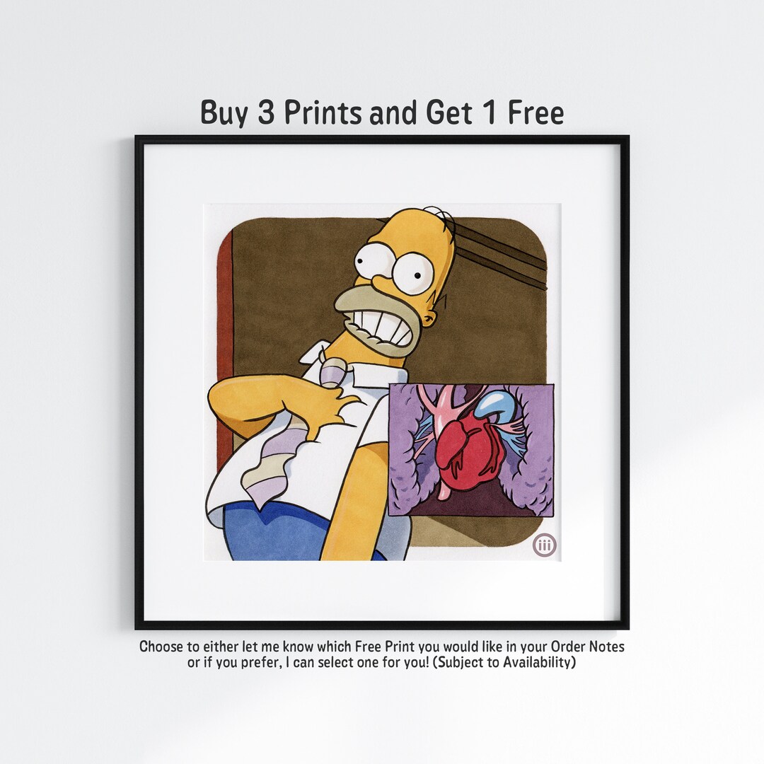 Homer Simpson Heart Attack the Simpsons Fan Art Print by - Etsy