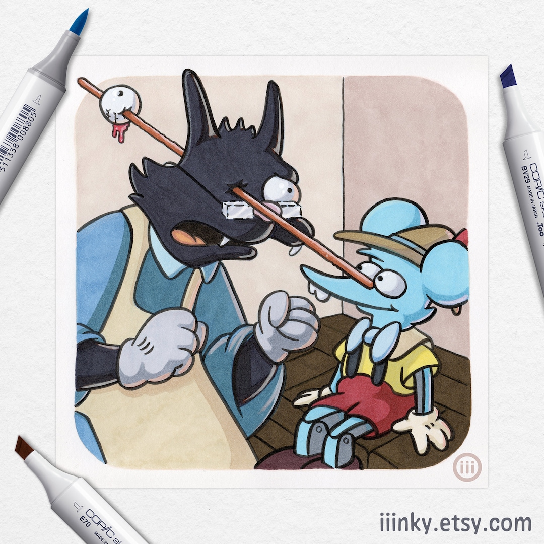 Itchy and Scratchy by iiinky_ ORIGINAL MARKER ART 1 of 1 - Etsy
