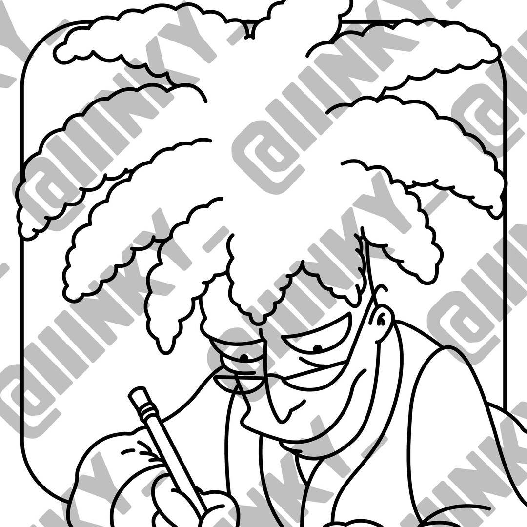 Sideshow Bob Colouring Page Cape Feare Kwik-e-march Day 5 - Etsy