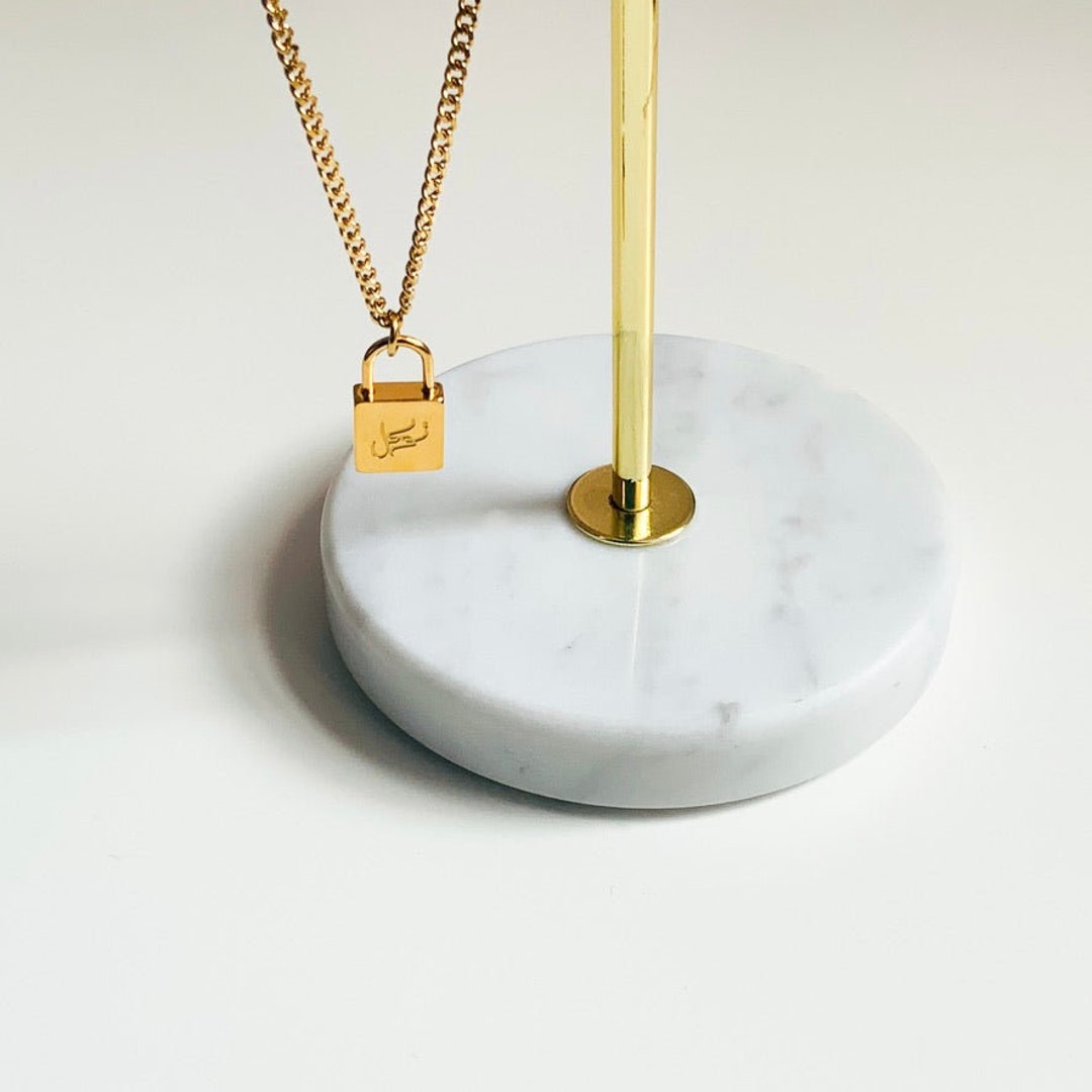 Tawakkul Lock Pendant • 18K Gold Plated Arabic Calligraphy Necklace - Etsy