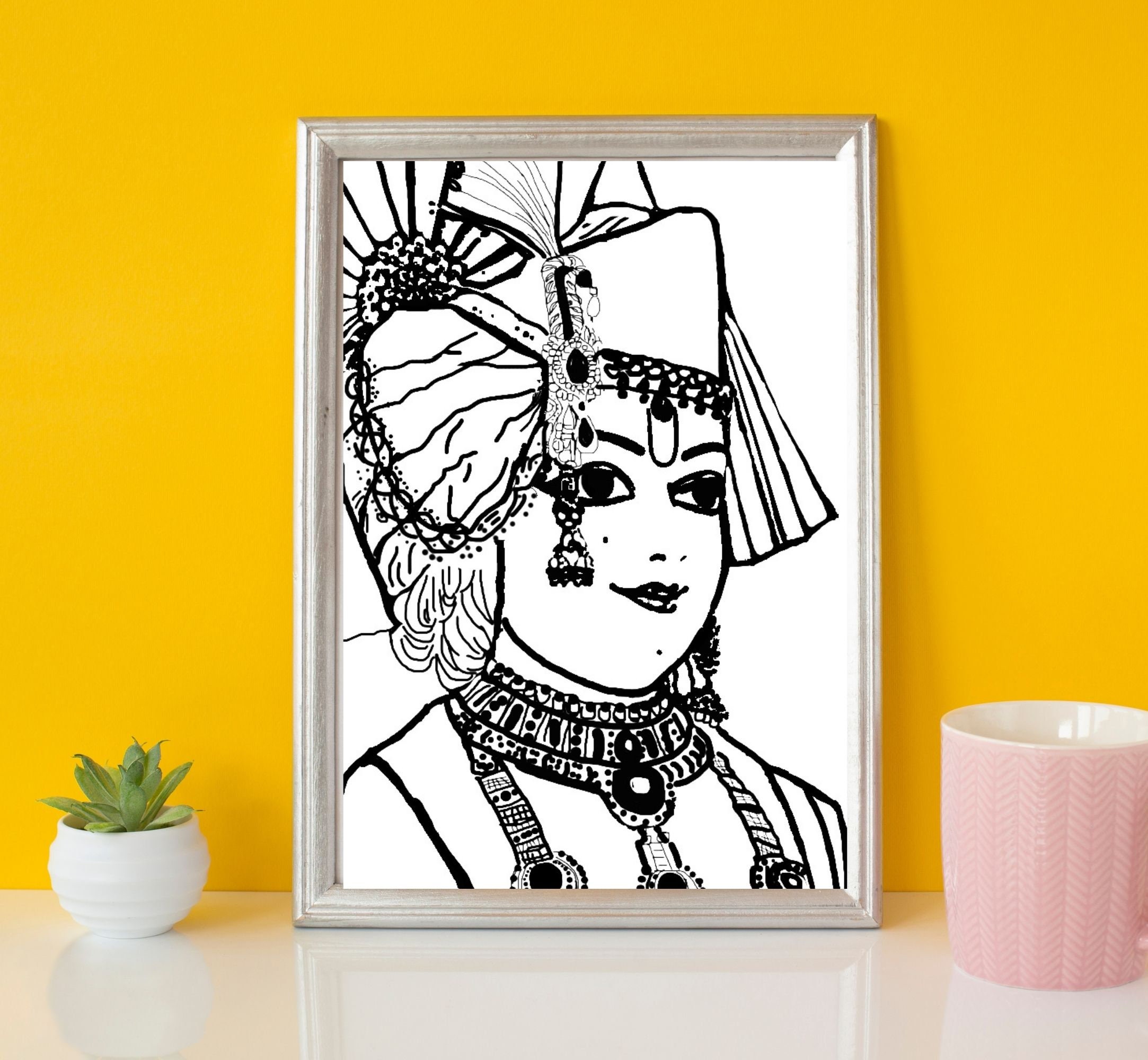 Line Drawing of Lord Swaminarayan Digital Download for Print - Wall ...