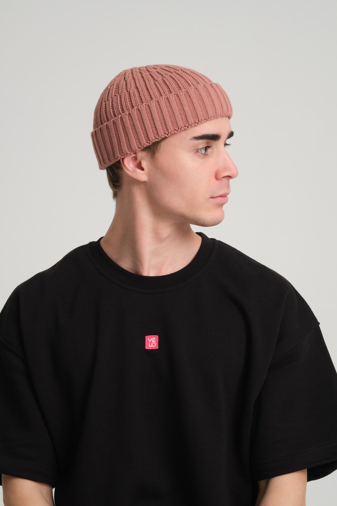 Mini Short Winter Hat Tiny Beanie Above Ear Fisherman Beanie Ribbed ...