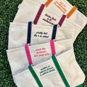 Personalized Ironic Tote, Monogram Embroidered Boat Bag, Custom Tote ...