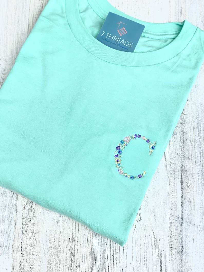 Floral Initial Monogram Tshirt Boho Monogram With Flower - Etsy