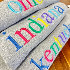 Rainbow State Name Sweatshirt, Personalized State Sweatshirt, Custom ...