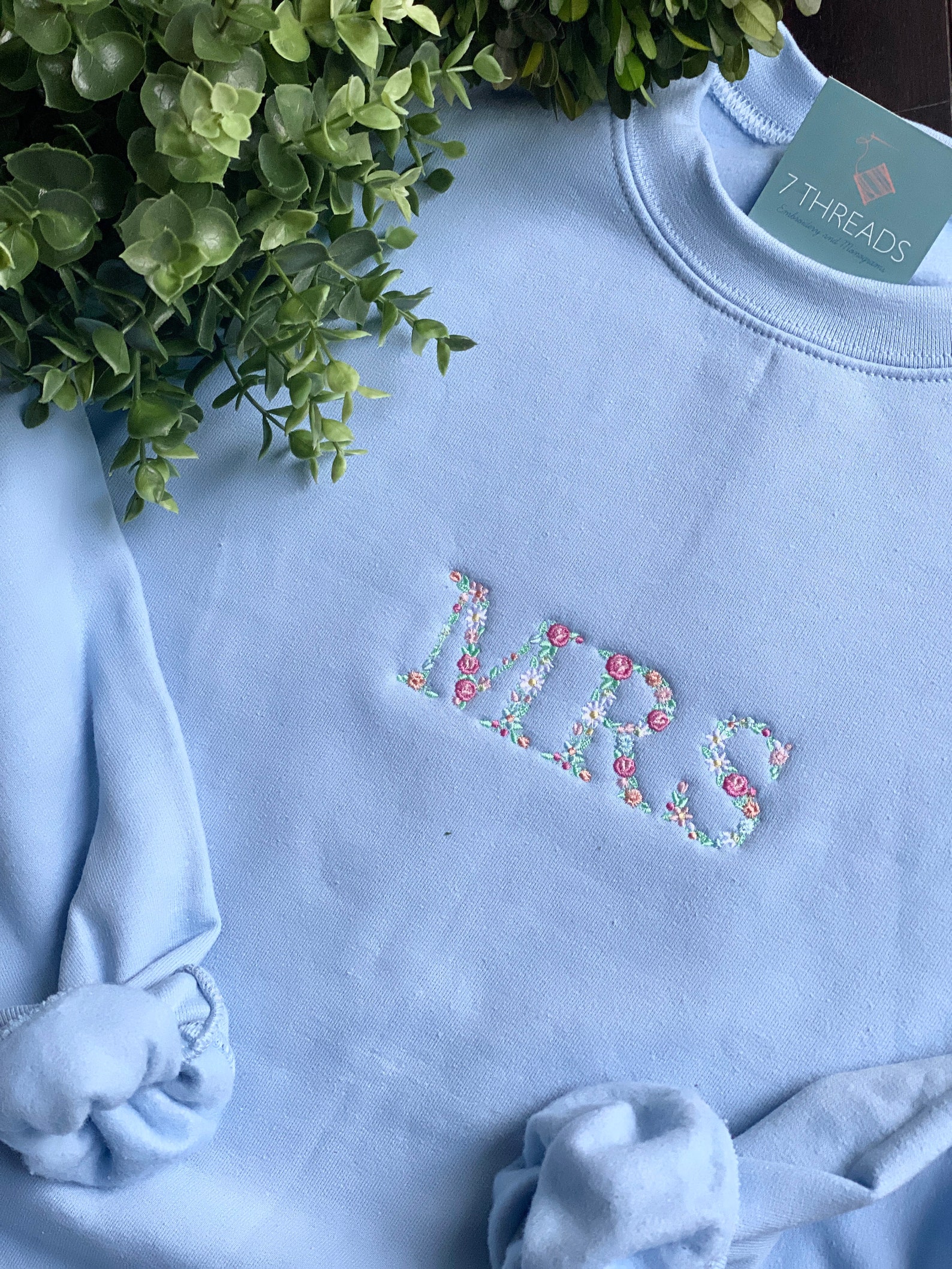 Custom Embroidered Flower Letters Sweatshirt Boho Floral Etsy