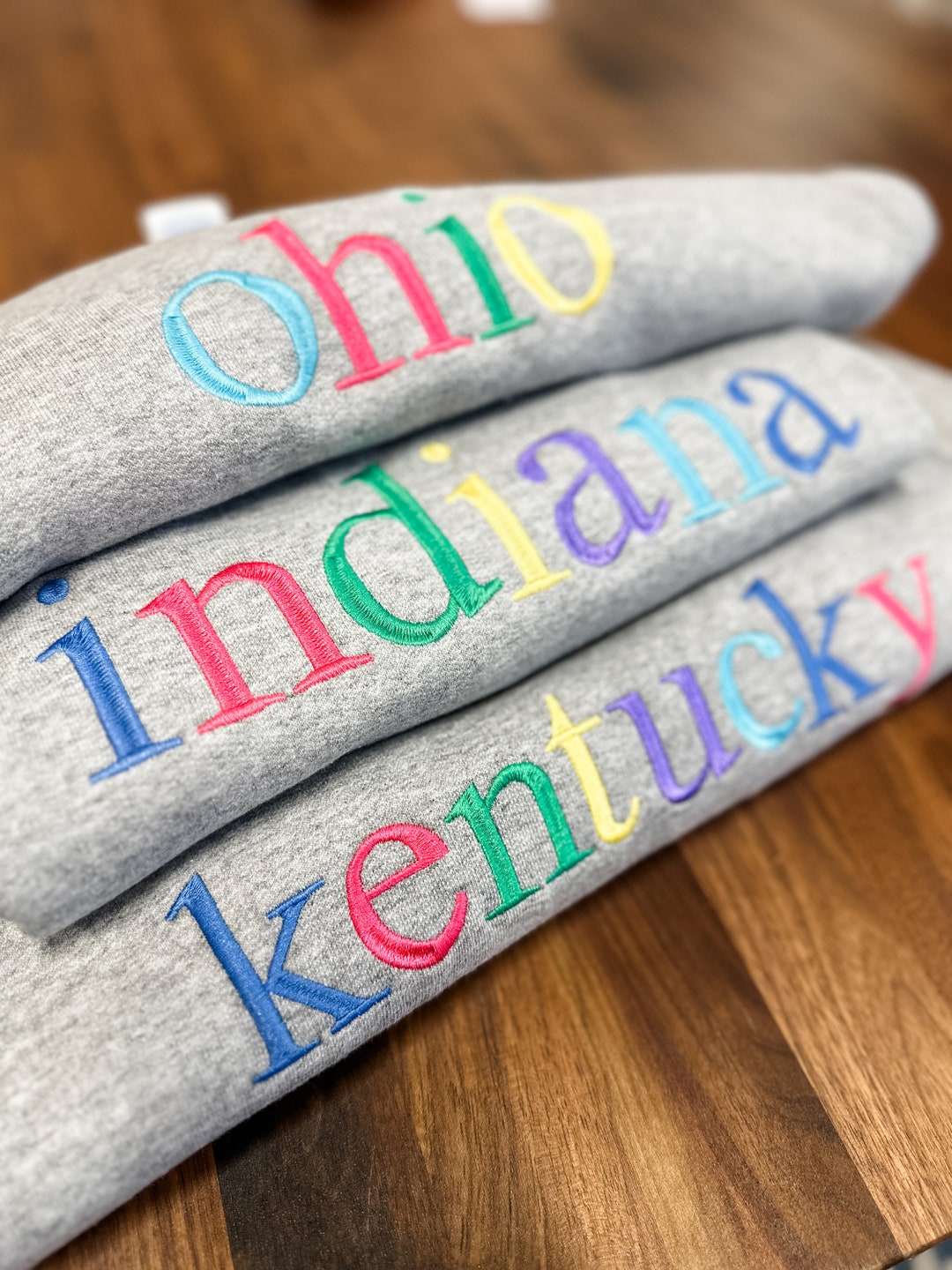 Rainbow State Name Sweatshirt, Personalized State Sweatshirt, Custom ...