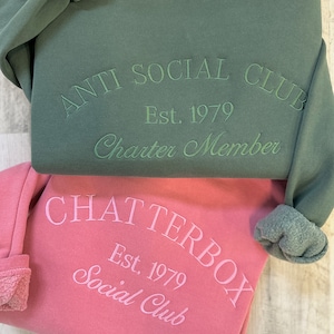 Custom Preppy Embroidered Club Style Sweatshirt, Comfy Vintage Style ...