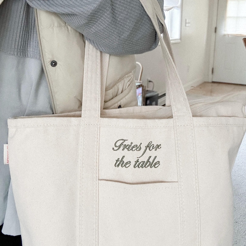 Monogram Canvas Tote Bag, Personalized Boat Bag, Ironic Embroidered Bag ...