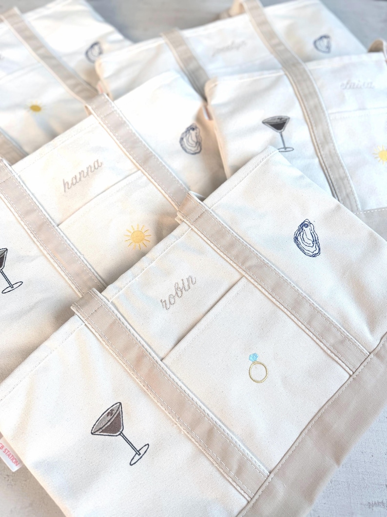 Personalized Icon Tote Bag, Custom Designs With Mini Embroidery - Etsy