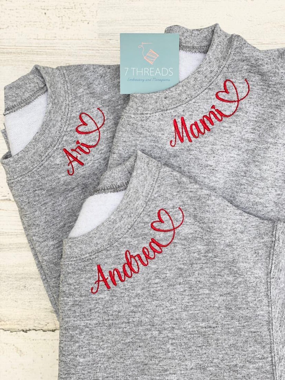 Personalized Name With Heart Custom Sweatshirt, Personalized Neckline ...
