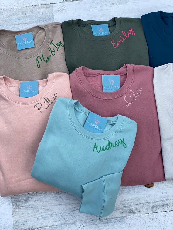 Custom Embroidered Sweatshirt Choose Your Font Personalized - Etsy