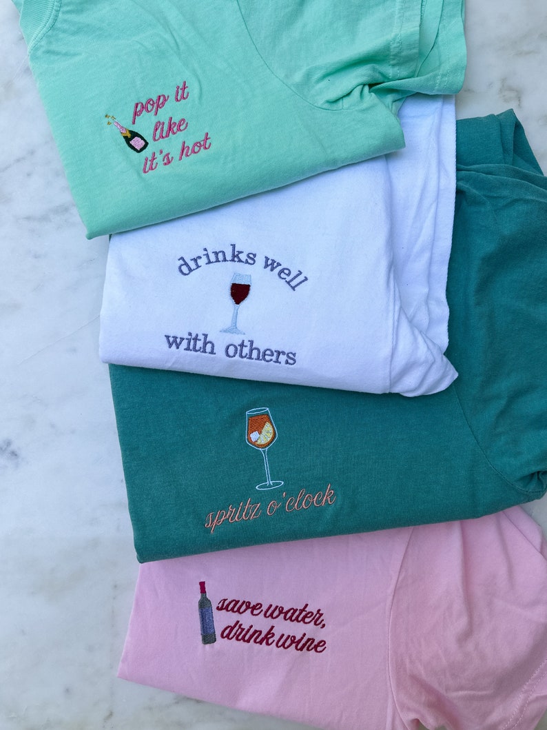 Personalized Cocktail T-shirt, Embroidered Custom Drink Tee ...