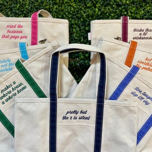 Personalized Ironic Tote, Monogram Embroidered Boat Bag, Custom Tote ...