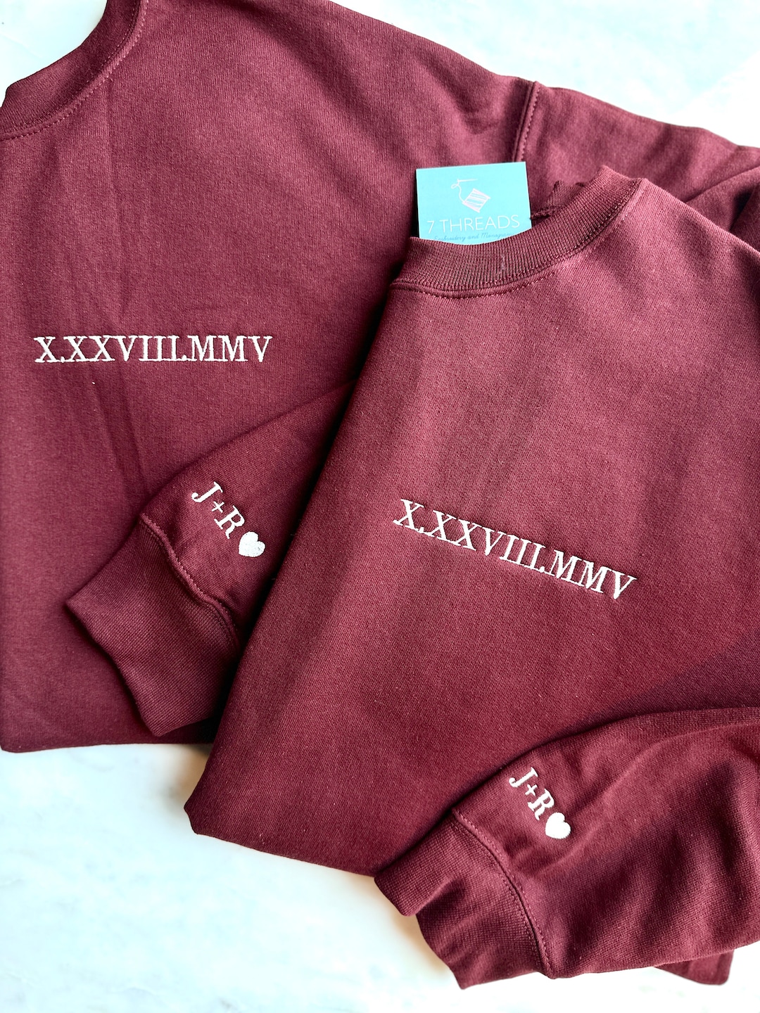Roman Numerals Custom Embroidered Sweatshirt for Wedding, Anniversary ...