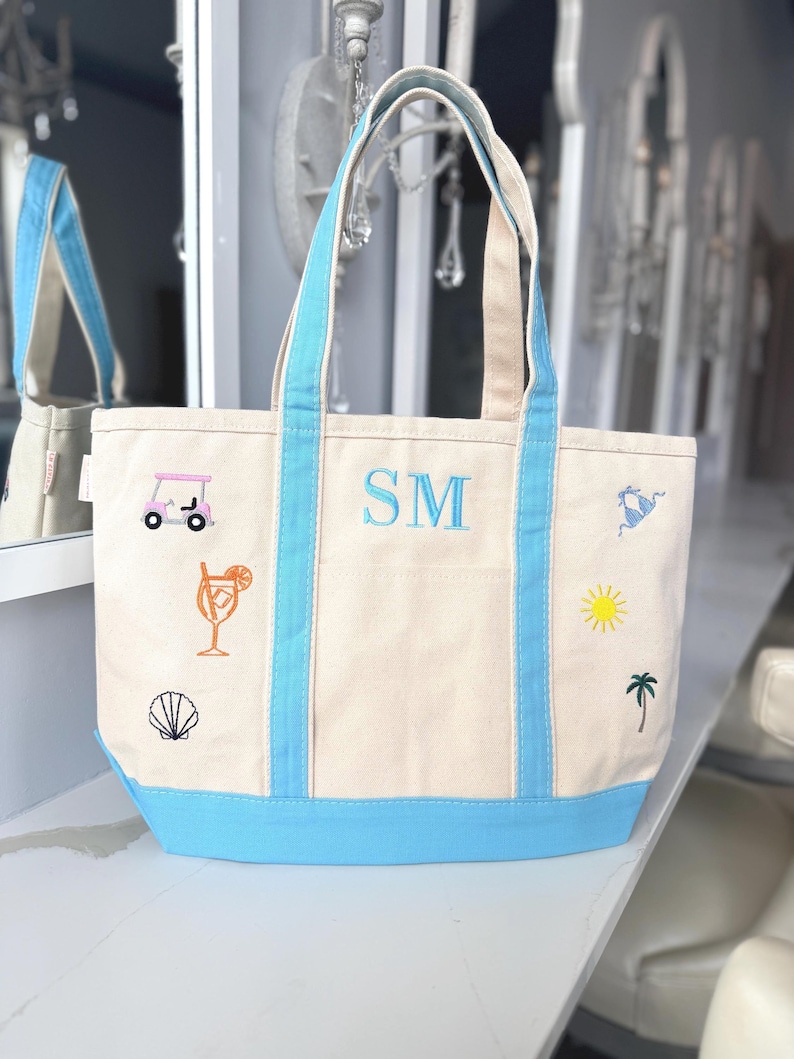Personalized Icon Tote Bag, Custom Designs With Mini Embroidery - Etsy