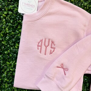 Monogram Bow Embroidered Sweatshirt, Bow Detail Gift Custom Initials ...
